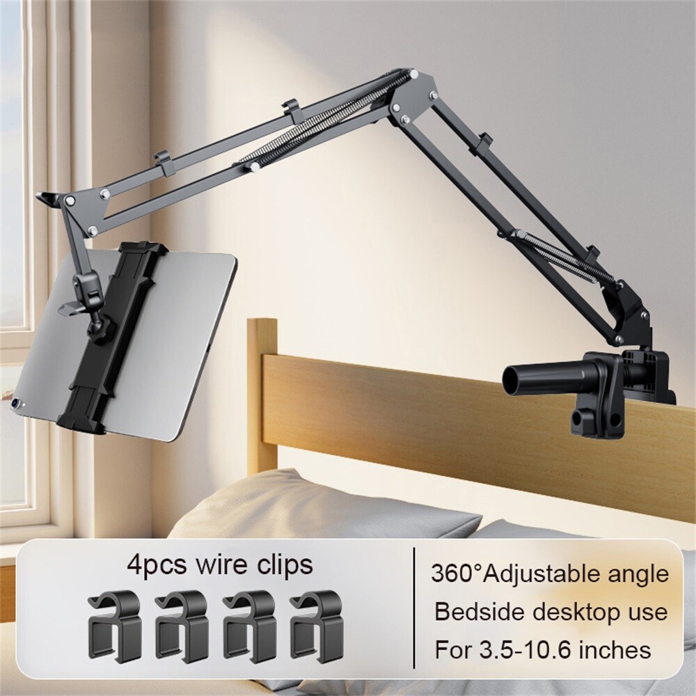 360° Lazy Bedside Tablet Stand For Bed Desktop Phoen Holder Long Arm ...