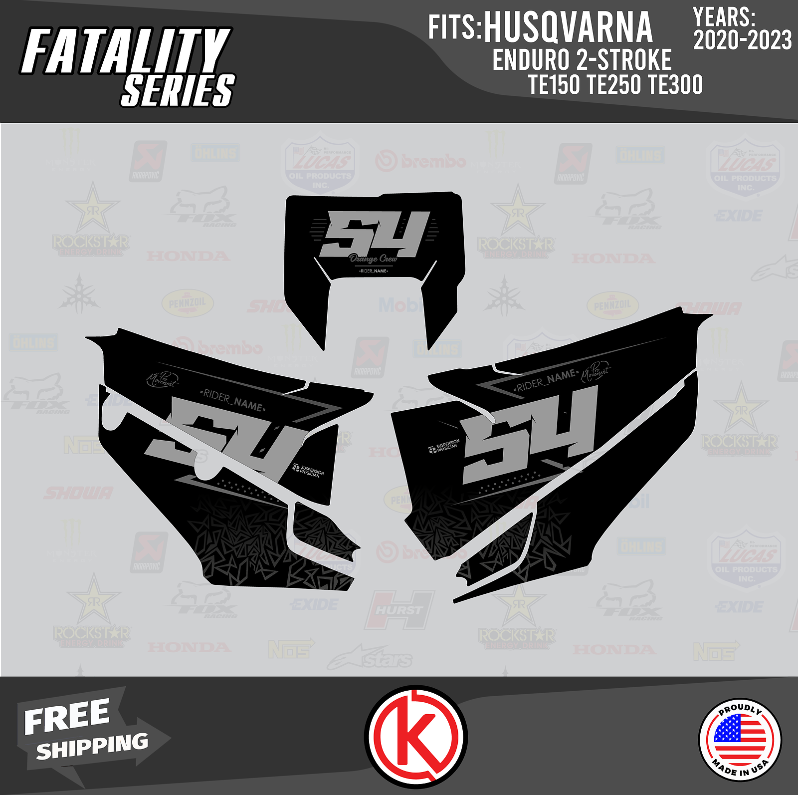 Graphics Kit for Husqvarna TE150 TE250 TE300 2020-2023 Fatality-Smoke ...