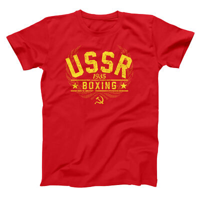 Ussr Boxing 1985 Rocky Balboa 80S Movie Russia Drago Red Basic Men's T ...