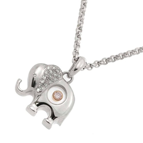 Chopard Happy Diamond Sapphire Elephant Necklace 18K WG PG 750 90252049 ...