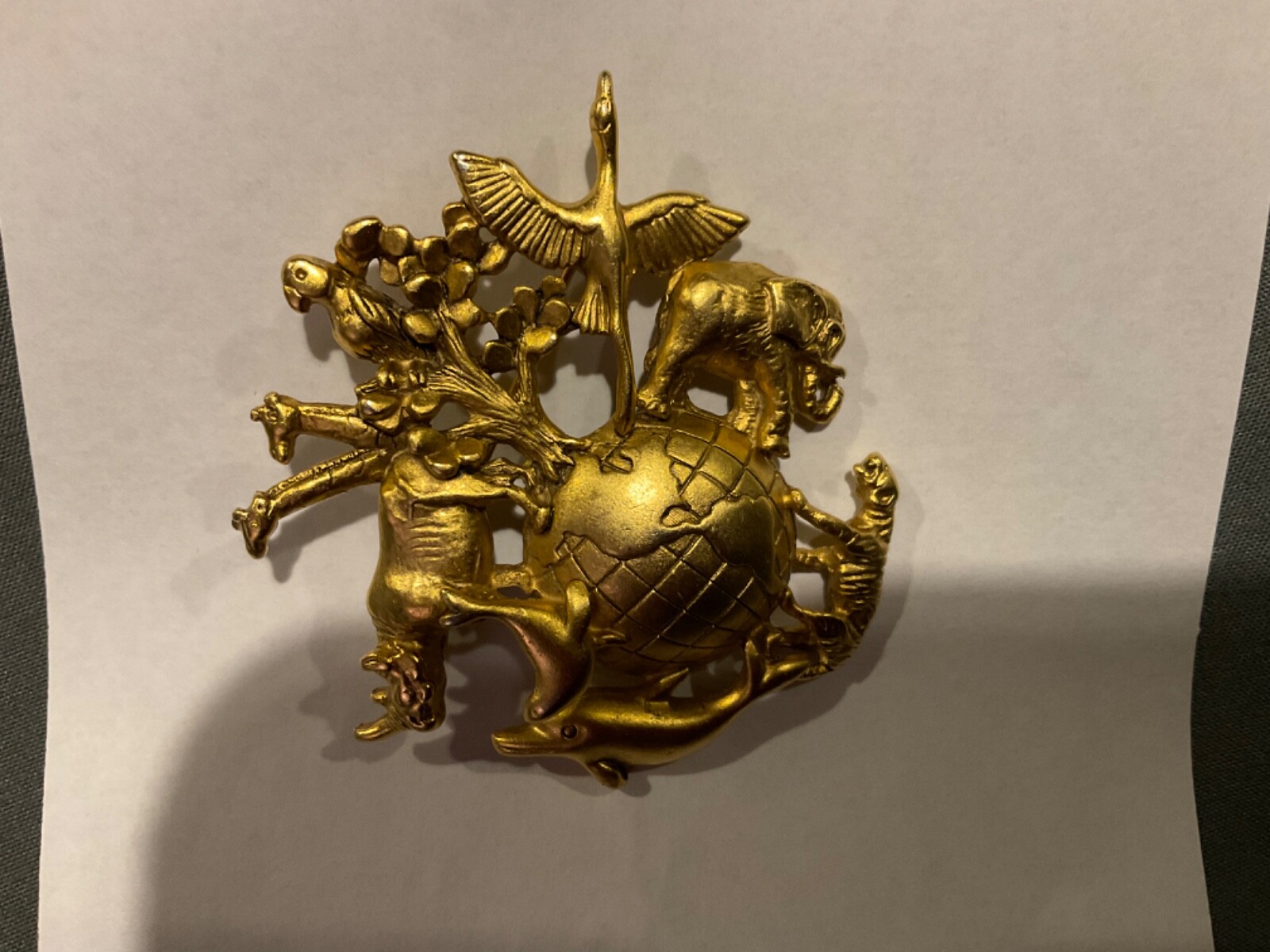 AJC World Brooch Animals of the World Vtg Gold Tone Jewelry Pin 2 ...