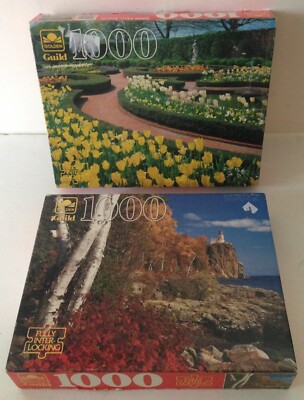 2 Golden Guild Jigsaw Puzzles "Tryon Palace Gardens" & "Split Rock ...