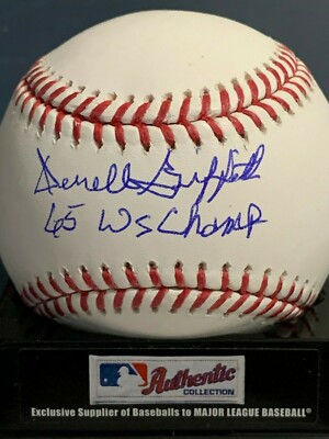 DERRELL GRIFFITH LOS ANGELES DODGERS 65 WS CHAMPS SIGNED OML BASEBALL ...