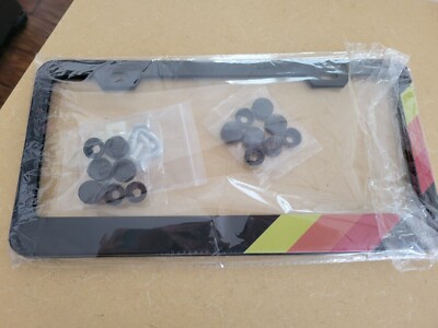 2pc GERMAN COLOR STRIPE Emblem Badge BLACK Stainless License Plate ...