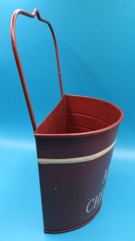 Rustic Metal Half Pail Planter Hanging Or Stand Door Wall MAIL HOLDER ...