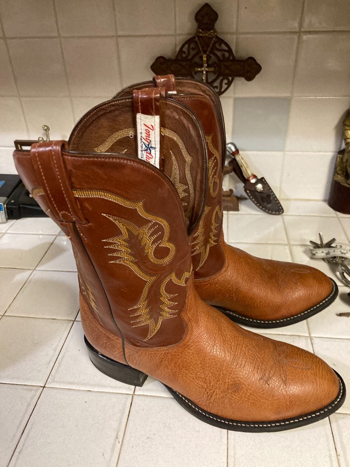 TONY LAMA COGNAC WESTERN ROCKABILLY COWBOY ENGINEER BOOTS 10.5 EE ...