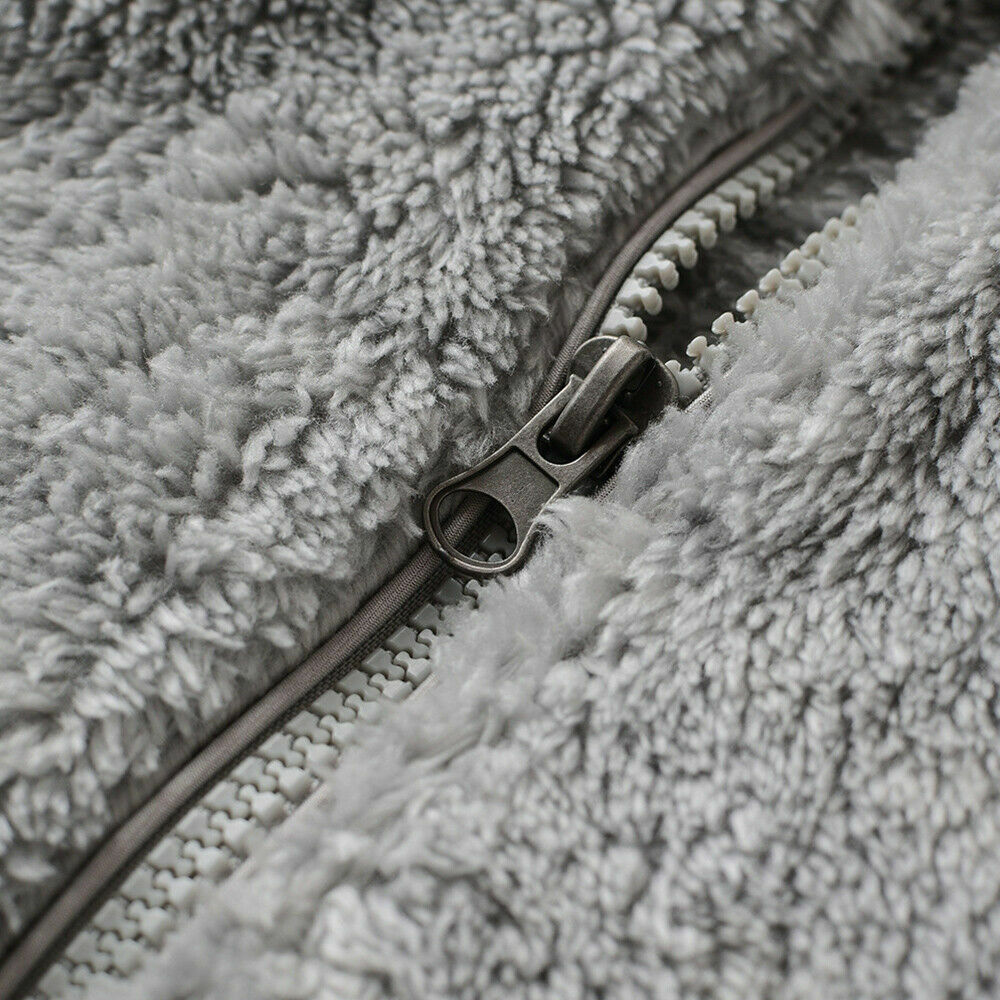 Mens Fleece Fur Jacket Blazer Bodywarmer Full Zip Outwear Overcoat ...