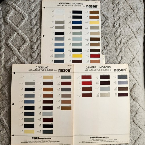1982 General Motors Cadillac Automotive Colors by Nason Paint Chip ...