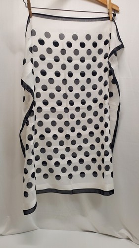 Vintage Liz Sinclair Black And White Polka dot Scarf Unknown Material ...