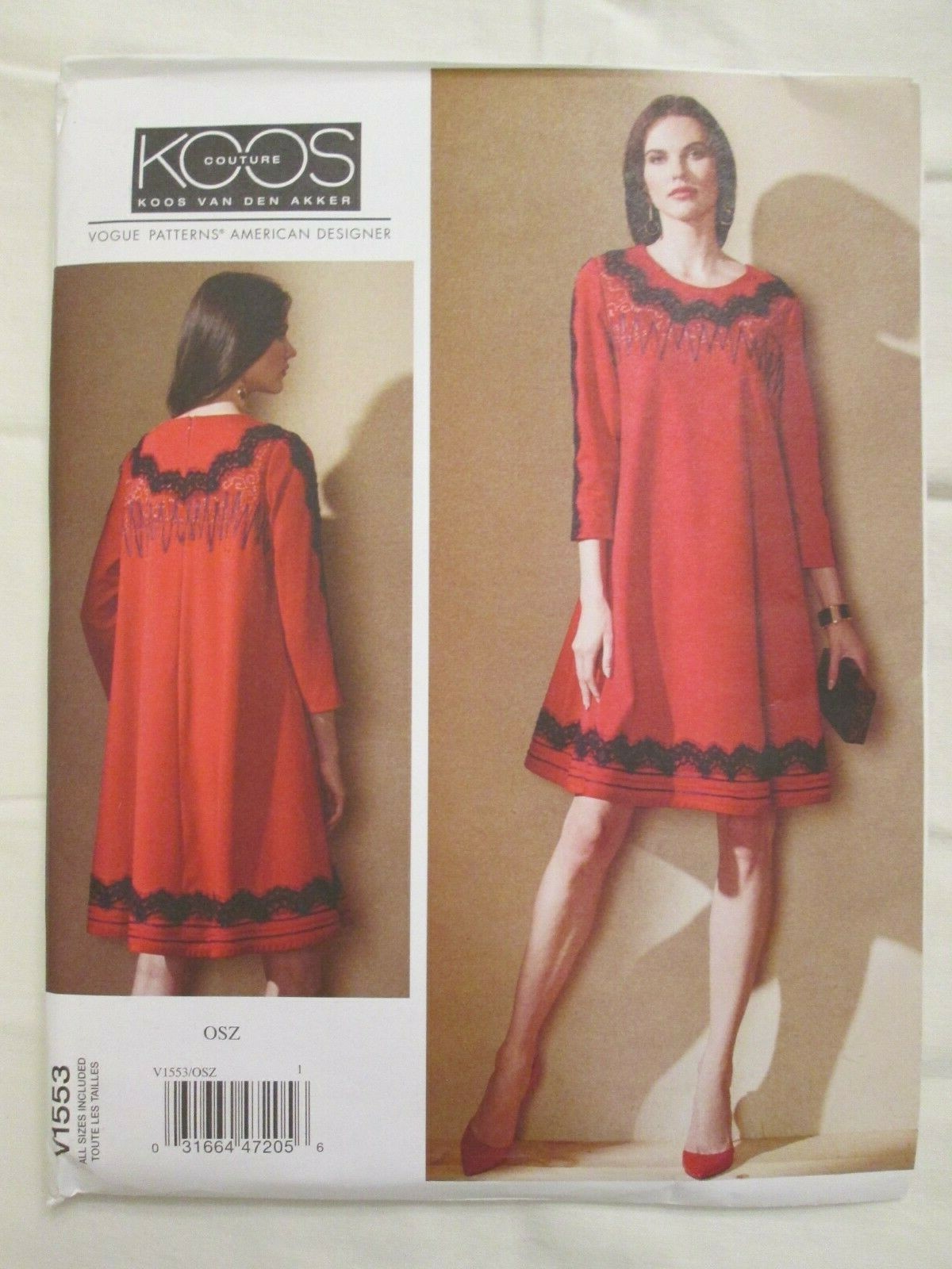 Vogue Sewing Pattern Koos Van Den Akker DESIGNER Dress Size 6 to 22 ...