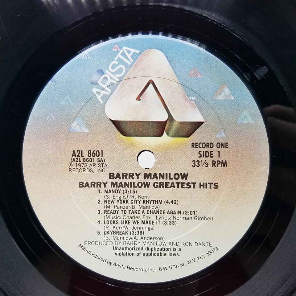 BARRY MANILOW GREATEST HITS ORIGINAL 1978 DOUBLE VINYL LP ARISTA ...
