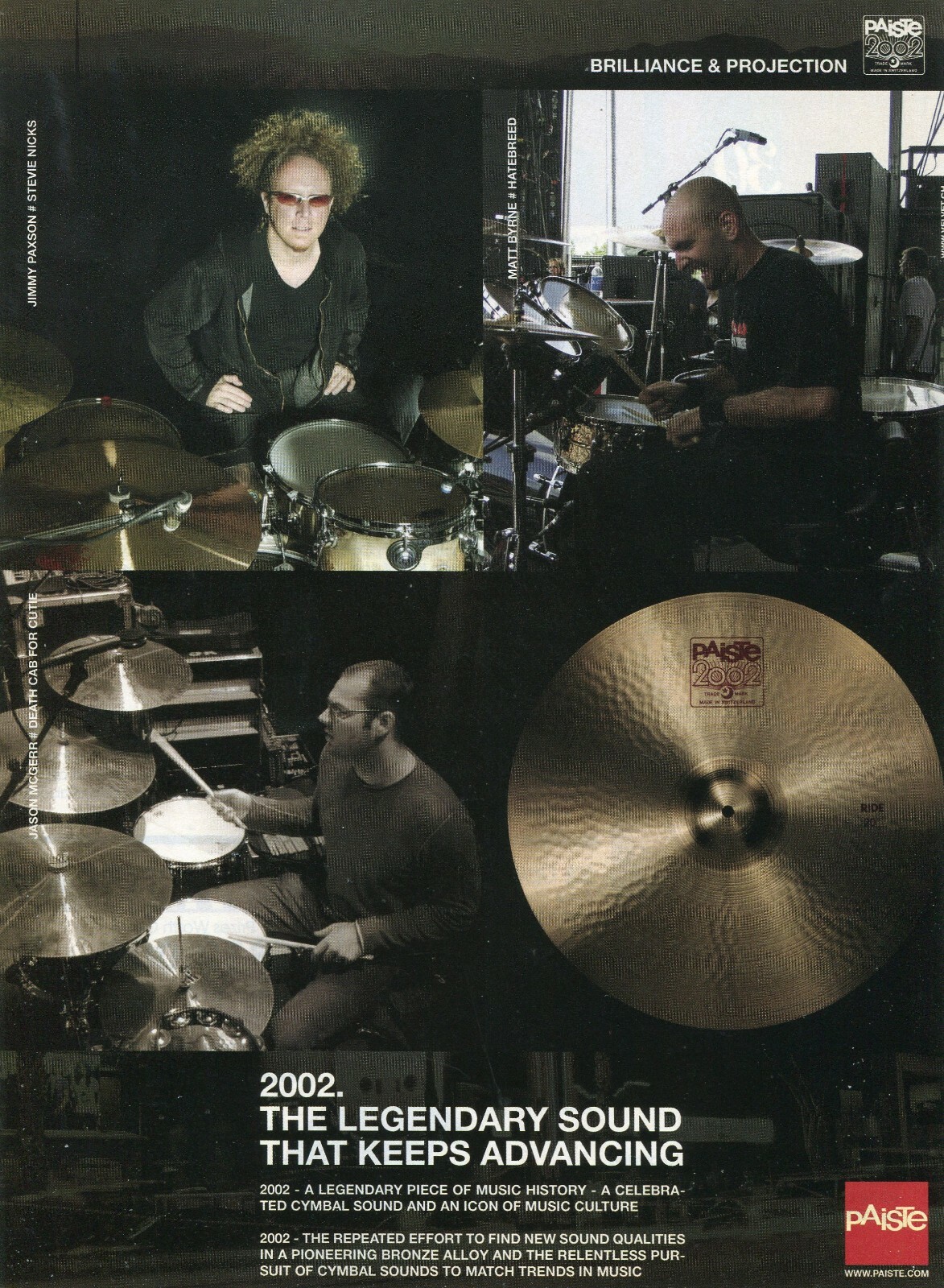 2006 Print Ad of Paiste 2002 Drum Cymbal Matt Byrne, Jimmy Paxson ...