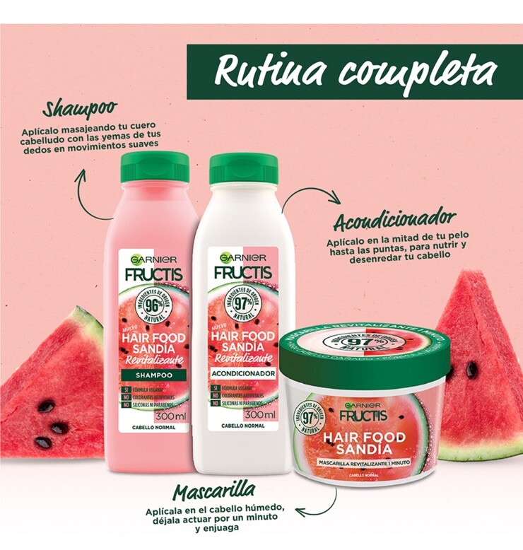Kit Garnier Fructis Hair Food Sandía Rutina Completa Pelo Normal ...
