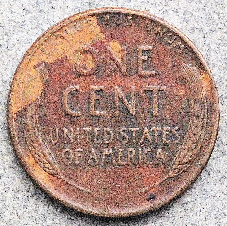 1949-D Lincoln Wheat Cent Penny 3.10 grams nice color, odd color on ...
