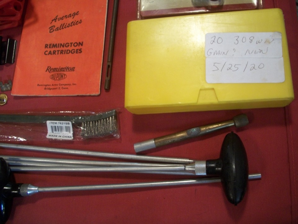 Junk Drawer Lot of Knives, Gun Related Items, Bank, Cartradge Holders ...