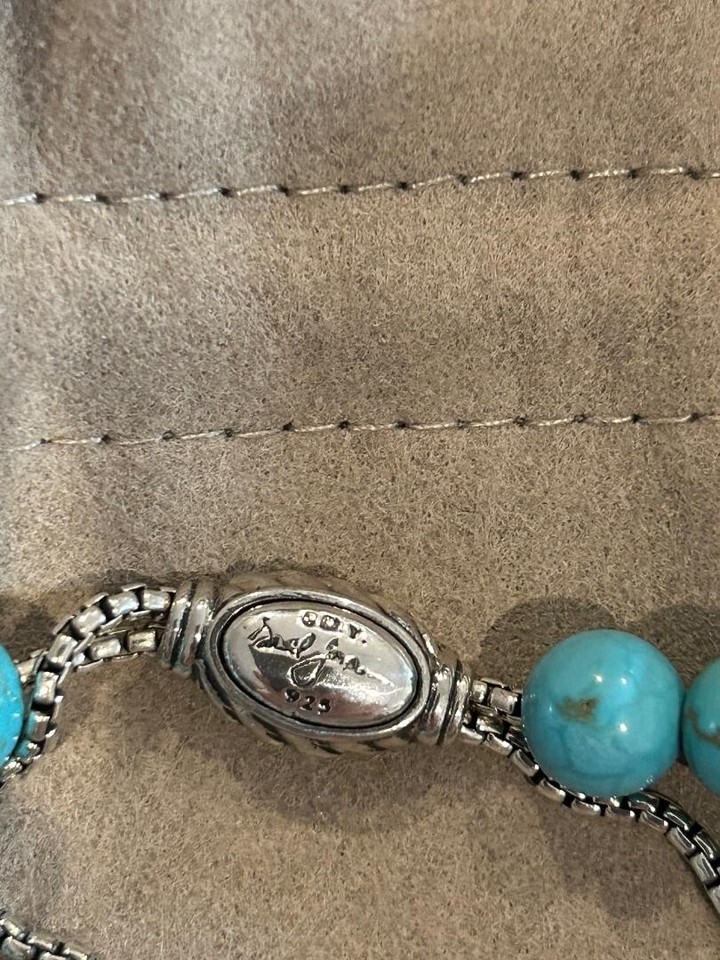 D. YURMAN SPIRITUAL BEAD 8mm TURQUOISE-w-WAVE BEAD D.Y.925 ADJ. CLASP ...