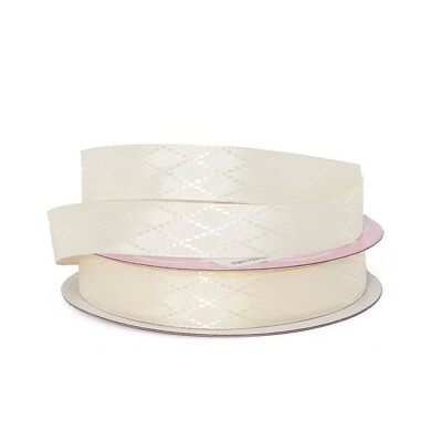 Ivory Diamond Detail Satin Grosgrain Ribbon - 5/8in. x 25 Yds ...