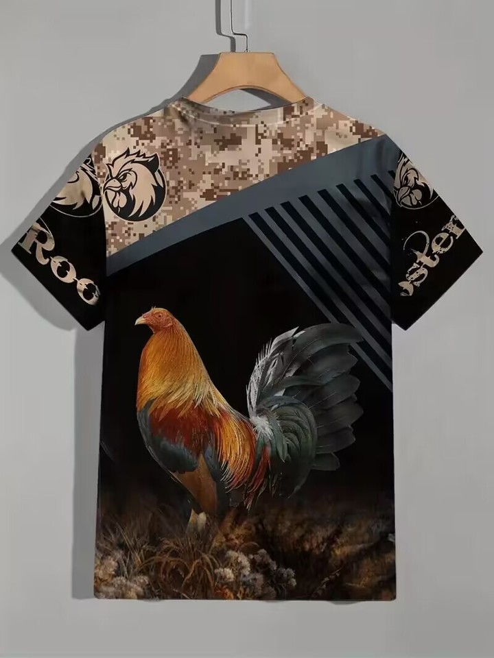 T Shirt Men Rooster Mexican Aztec Chicken Casual Fashion Short Sleeve ...