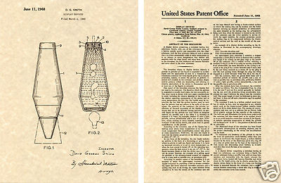Vintage LAVA LAMP US PATENT Art Print READY TO FRAME! 1968 Psychedelic ...