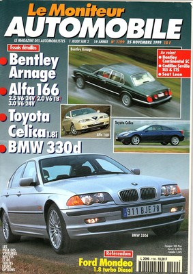 revue LE MONITEUR AUTOMOBILE N°1199 1999 BENTLEY ALFA 166 TOYOTA BMW ...
