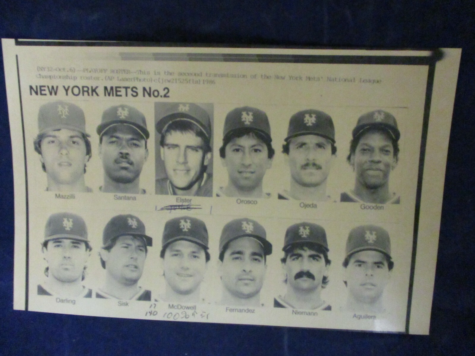 1986 MLB New York Mets World Series Roster #2 Vintage Wire Press Photo ...