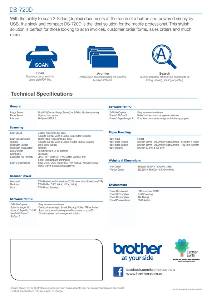 Brother DS-720D DSMobile Portable Scanner USB Duplex Color - New in BOX ...