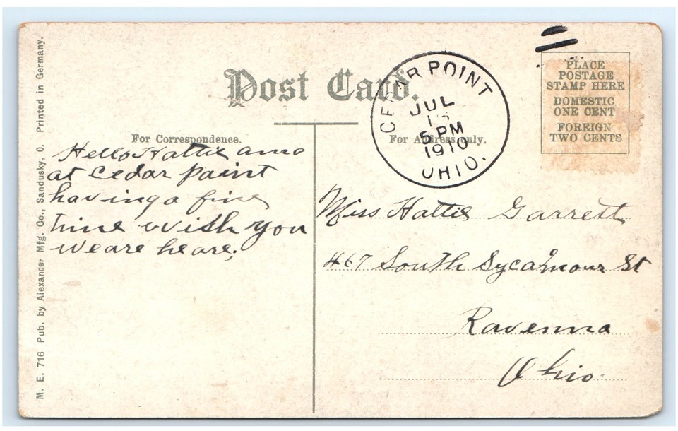 1910 Cedar Point, OH Postcard- LARGE LETTER GREETINGS FROM CEDAR POINT ...