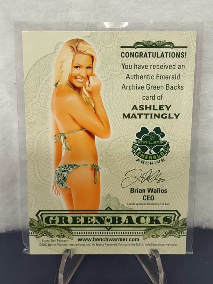 2022 BENCHWARMER EMERALD ARCHIVE ASHLEY MATTINGLY GREEN BACKS BUTT CARD /4 RIP | eBay