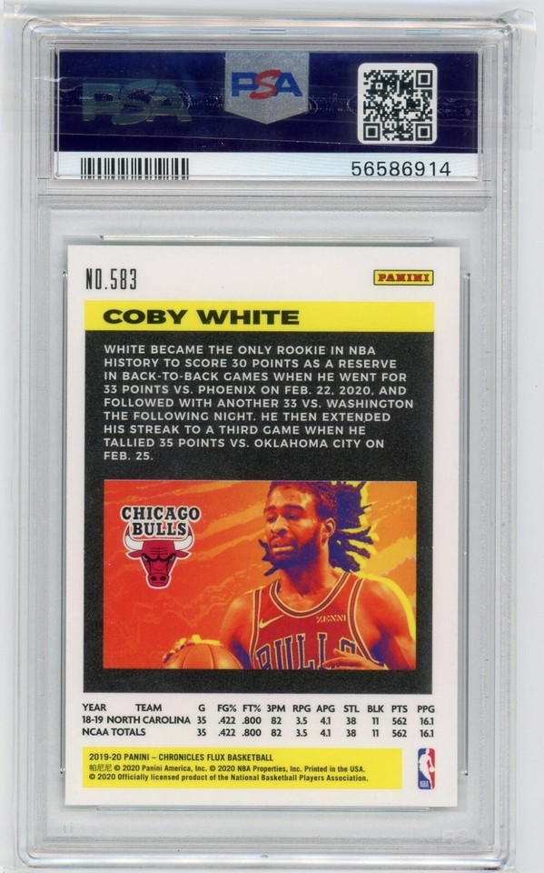 Coby White 2019 Panini Chronicles rookie card #583 PSA 10 | eBay