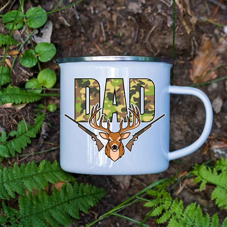 Camo Dad Deer Hunting Coffee Mug Camouflage Enamel Camping Mug for Dads ...