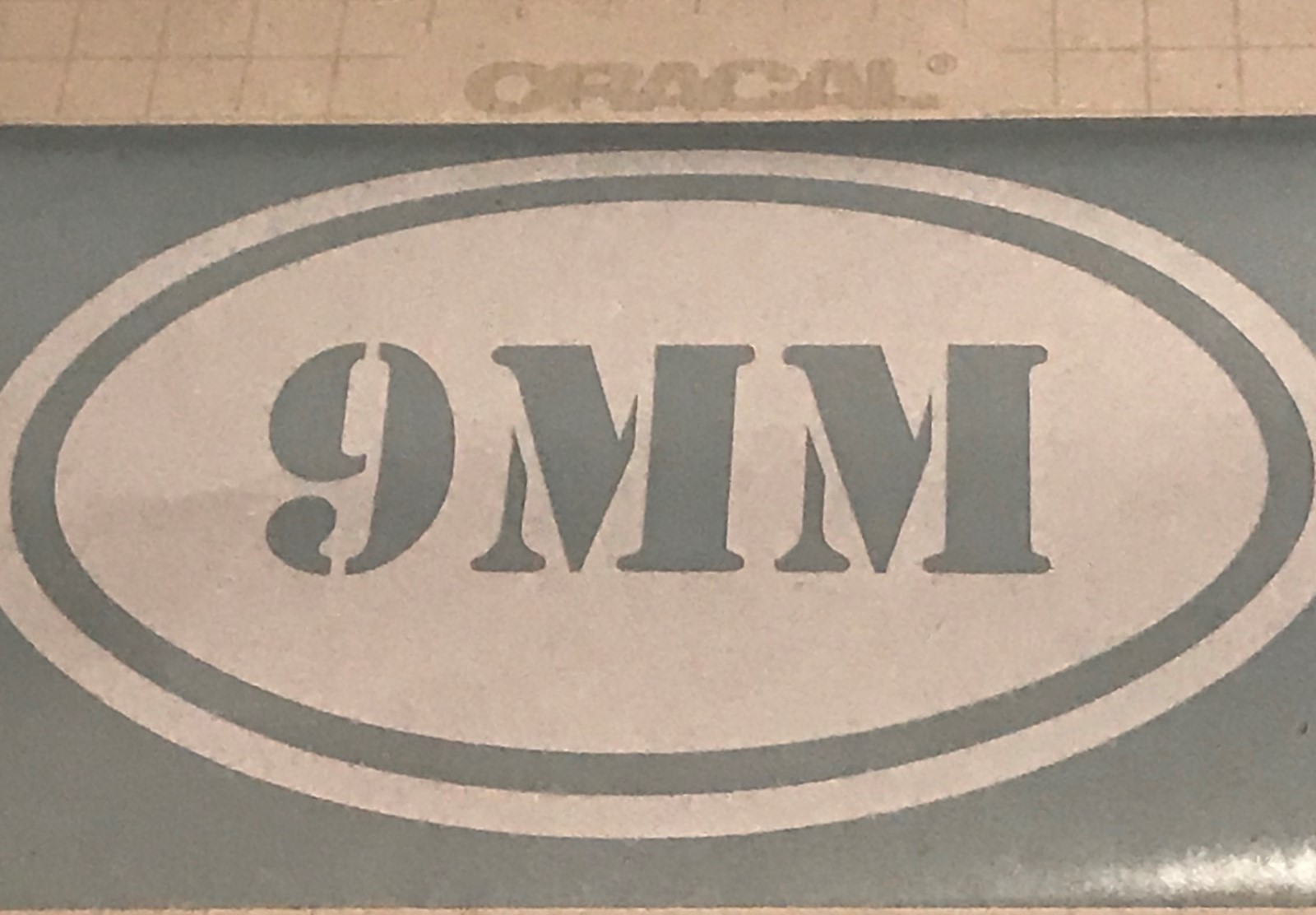 9mm, 9MM, 9 mm ammo gun Oval EURO Decal in stencil font for Car ...