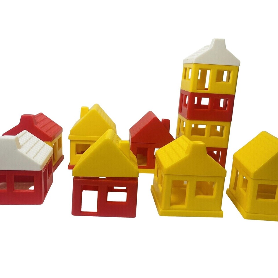 Stackable Toy House Lot Yellow Red White Floor Walls Roof Vintage ...