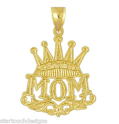 New 14k Gold Mothers Mom Crown Charm Pendant | eBay