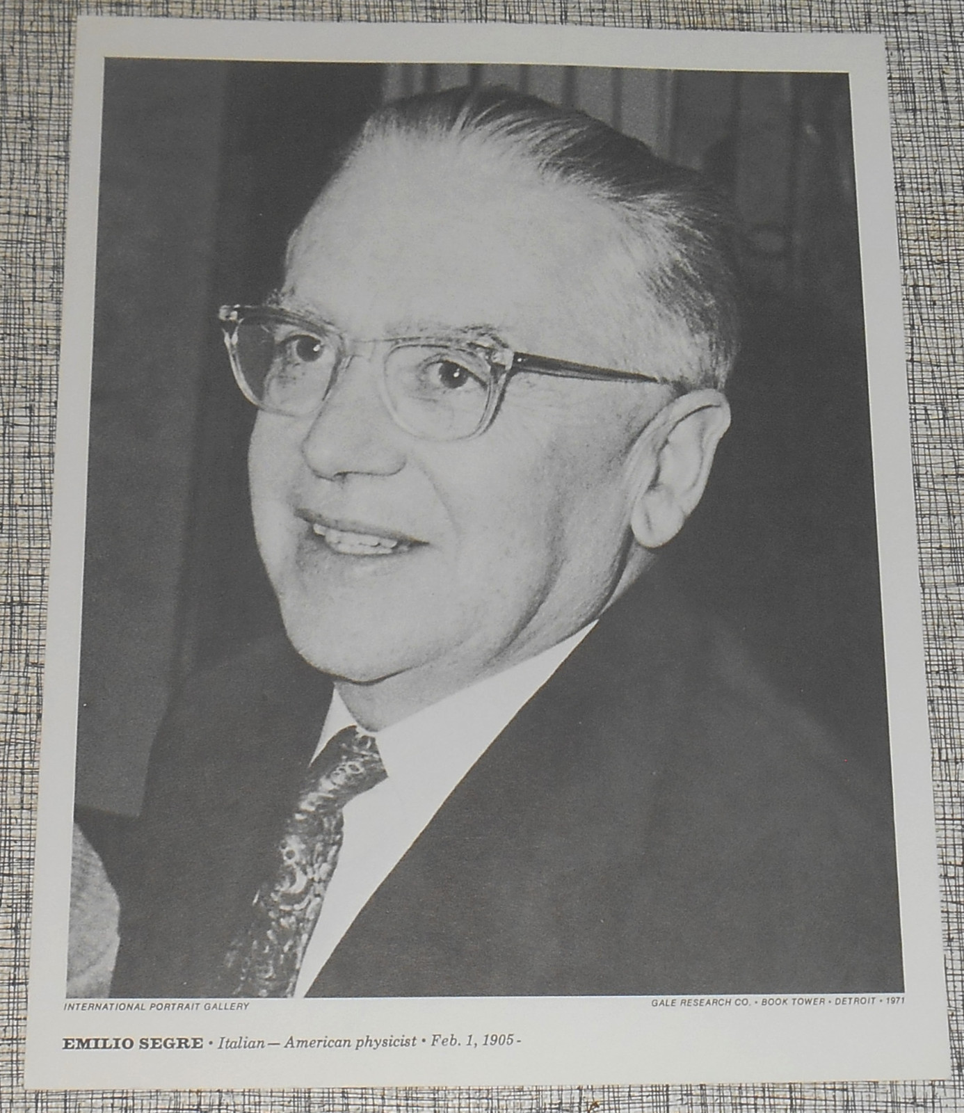 Emilio Segre - Physicist - 1971 International Portrait Gallery Print | eBay