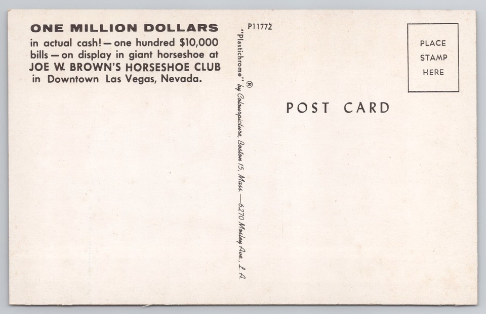 One Million Dollars Cash $10,000 Bills at Joe W. Brown's Horseshoe Club ...