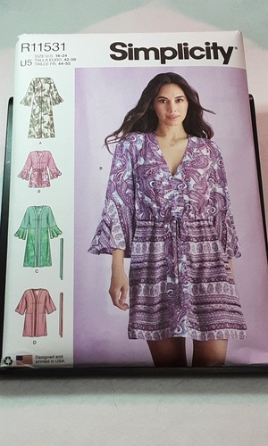 Simplicity 11531 womens 16-24 2 length caftan and wraps drawstring ...
