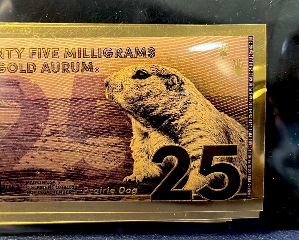 (20-STACK) 2024 Prairie Dog .999 Aurum 25mg 24k GoldFoil Note🔥Goldback ...