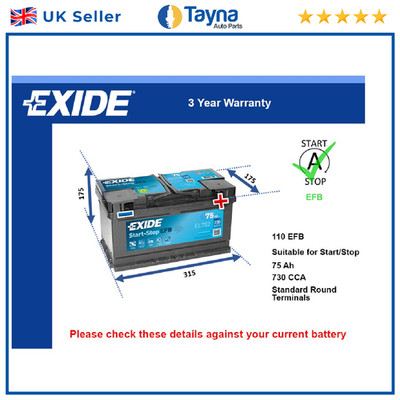 EFB Car Battery fits JEEP RENEGADE CHEROKEE LIBERTY GRAND CHEROKEE ...