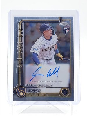 ISAAC COLLINS 2025 TOPPS CHROME UPDATE ROOKIE DEBUT AUTOGRAPH D RC AUTO ...