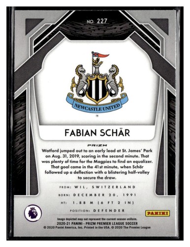 2020 Prizm Premier League #22 Fabian Schar Red White Blue Newcastle ...