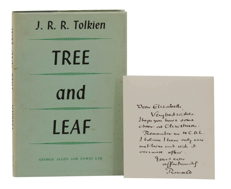 Tree and Leaf ~ J. R. R. TOLKIEN ~ Presentation Copy ~ SIGNED NOTE ...