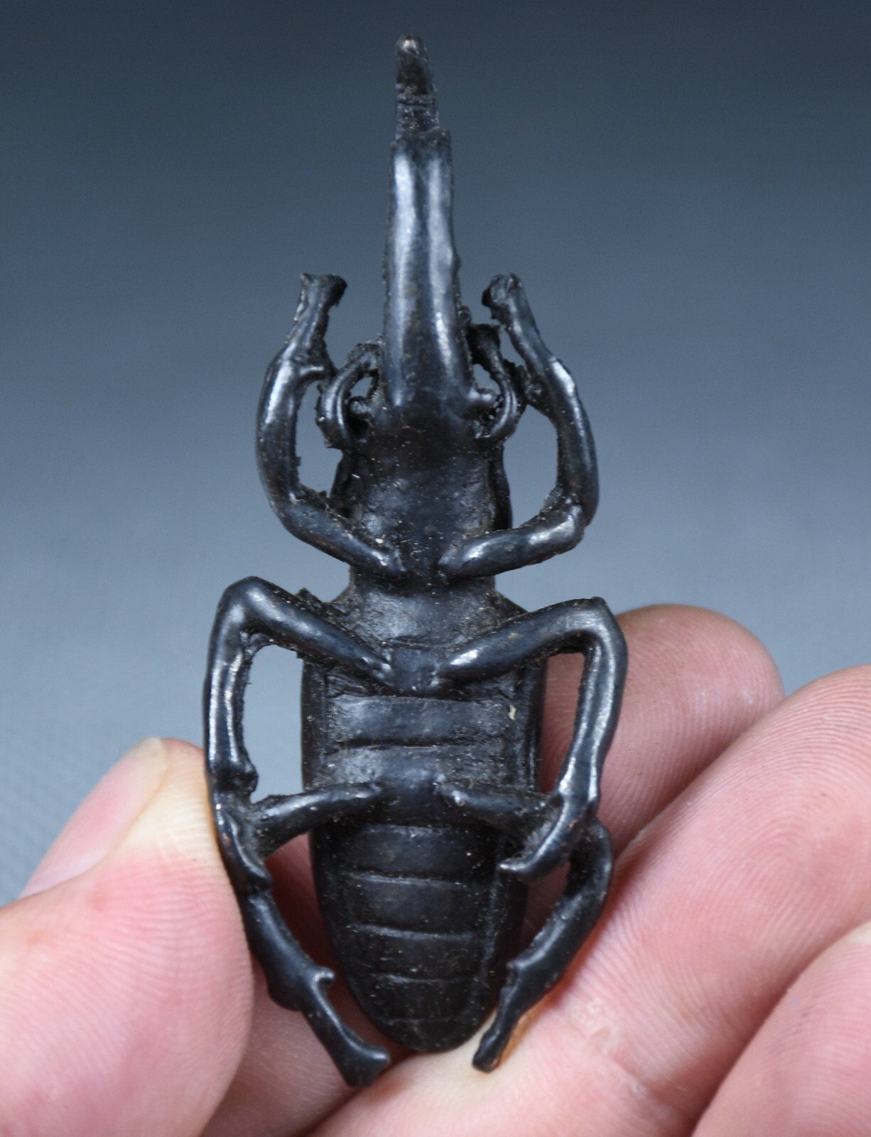 6.5CM Rare Old Chinese Bronze Feng Shui Dung Beetle Qiang lang insect ...