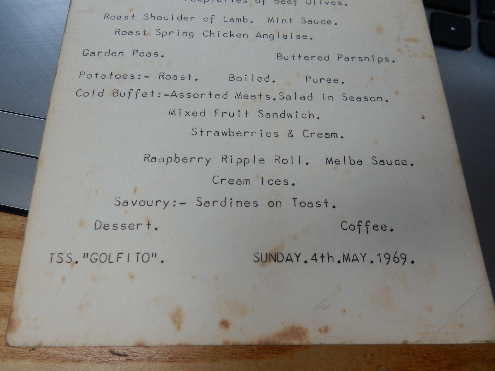 1969 TSS GOLFITO artist Caribbean ink sketch FYFFES LINE GOOD LUCK ...