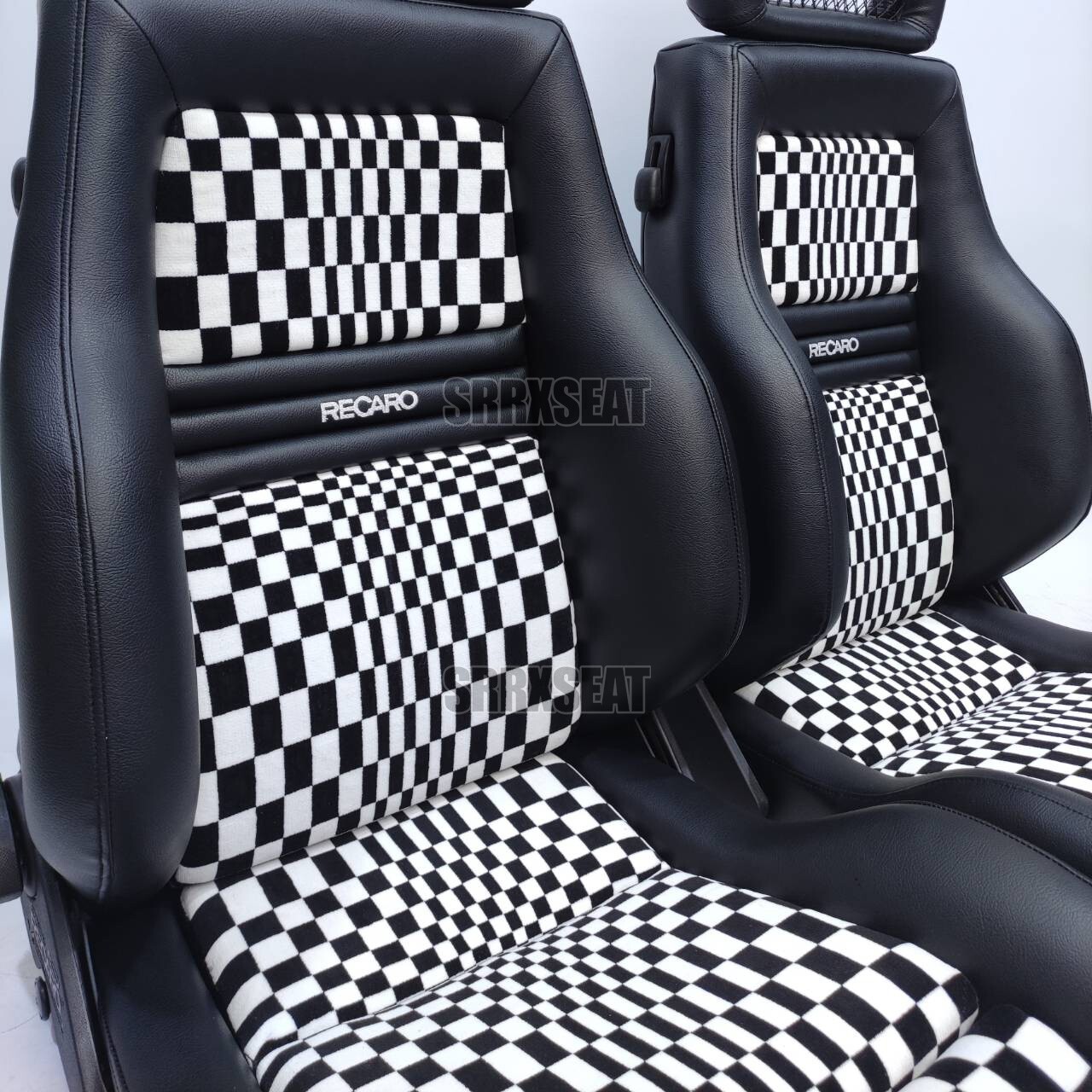Authentic Recaro LSC White Checkerboard Cross Trim | Leather | Rear ...