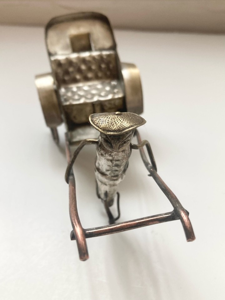 Vintage Mini Asian Rickshaw & Driver Figurine Silver Plated | eBay