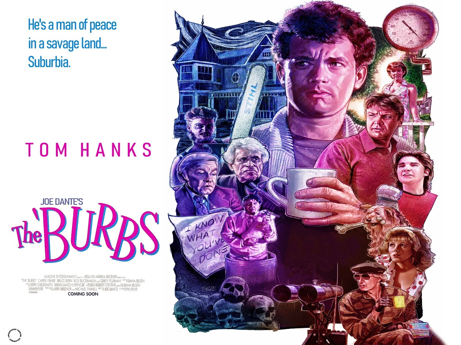 THE BURBS 1989 quad poster print 30x40" Tom Hanks Corey Feldman Bruce ...