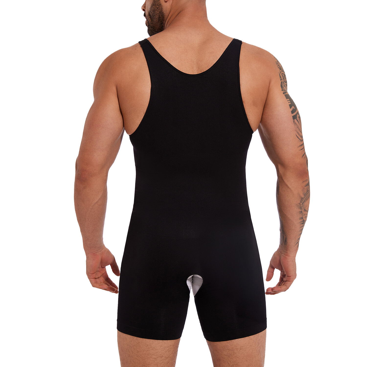 Men's Full Body Shaper Slimming Compression Bodysuit Thigh Slimmer ...