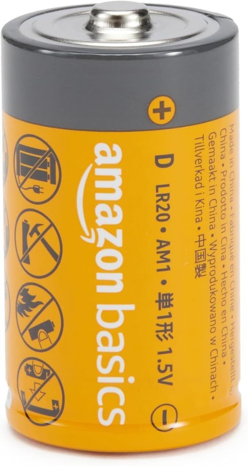 Amazon Basics 4-Pack D Cell Alkaline Everyday Batteries, 1.5 Volt, 5 ...