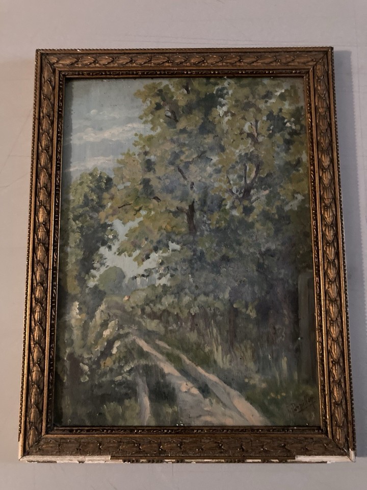 Painting Oil Panel Cardboard Landscape Shaft to Identify Art 19th ...