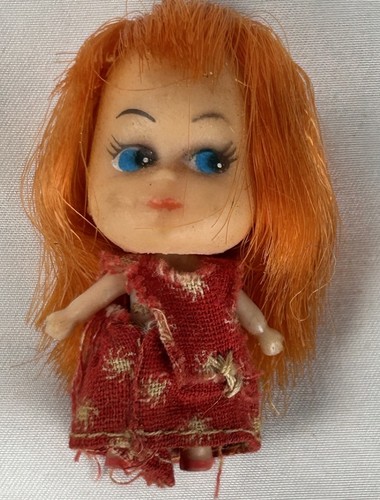 Vintage Liddle Kiddle Clone Mini Doll Red Hair Blue Eyes Dress Tiny | eBay
